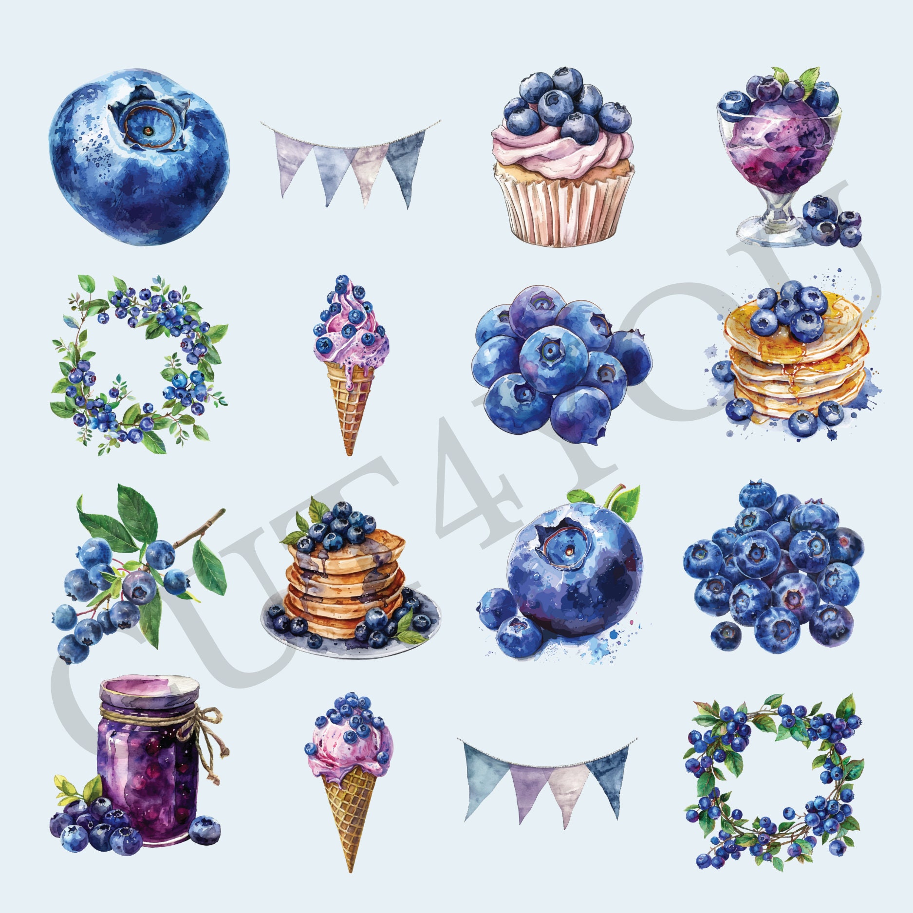 Clipart Blueberry Watercolor Png | Blueberries | Digital Png ...