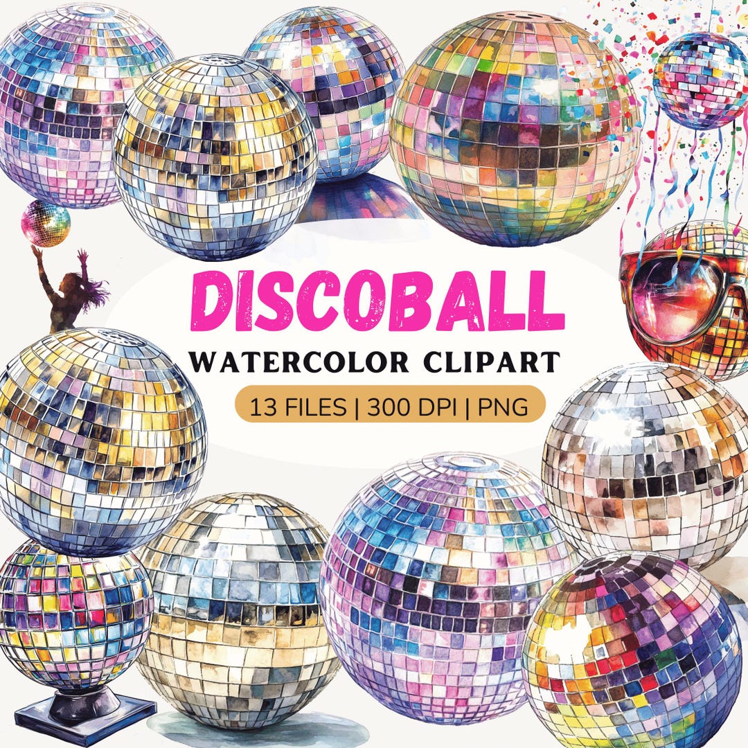 Watercolor Disco Ball Png, Dance Clipart, Disco Ball Clipart, Disco ...