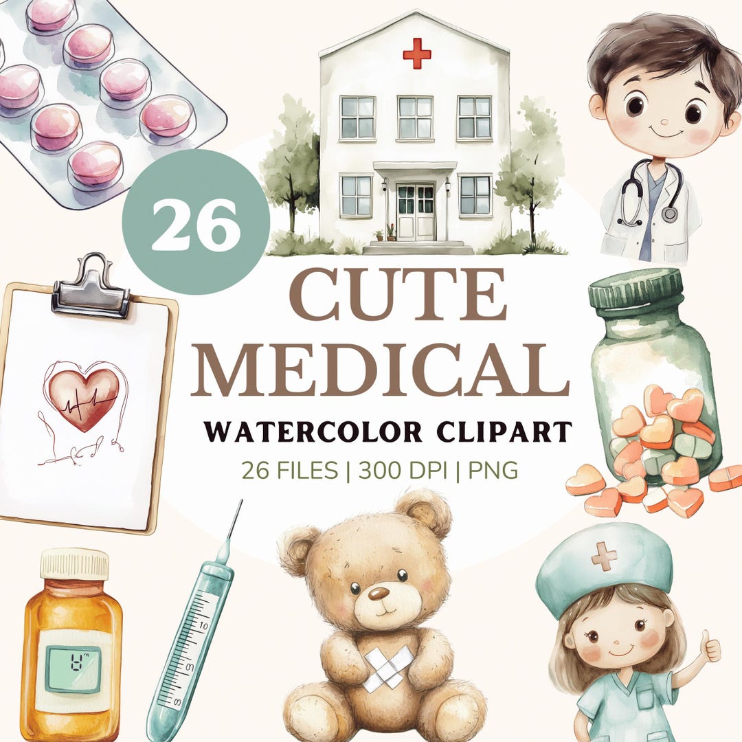 Cute Medical Clipart Bundle, Adorable Healthcare Graphics, Nurse ...