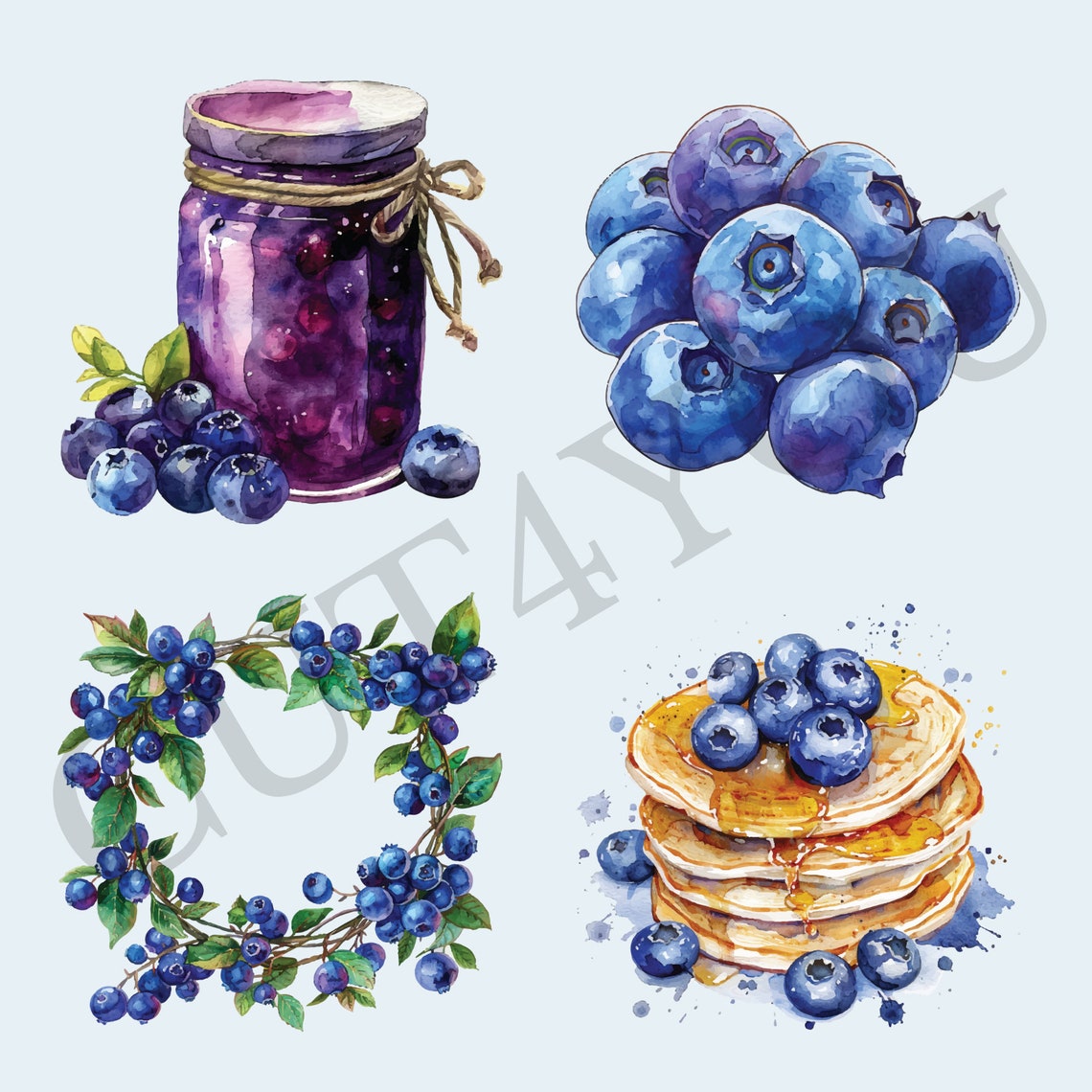 Clipart Blueberry Watercolor Png | Blueberries | Digital Png ...