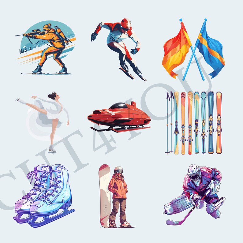 Watercolor Winter Sports Png, Snowboarding and Ski Clipart, SPORTS ...