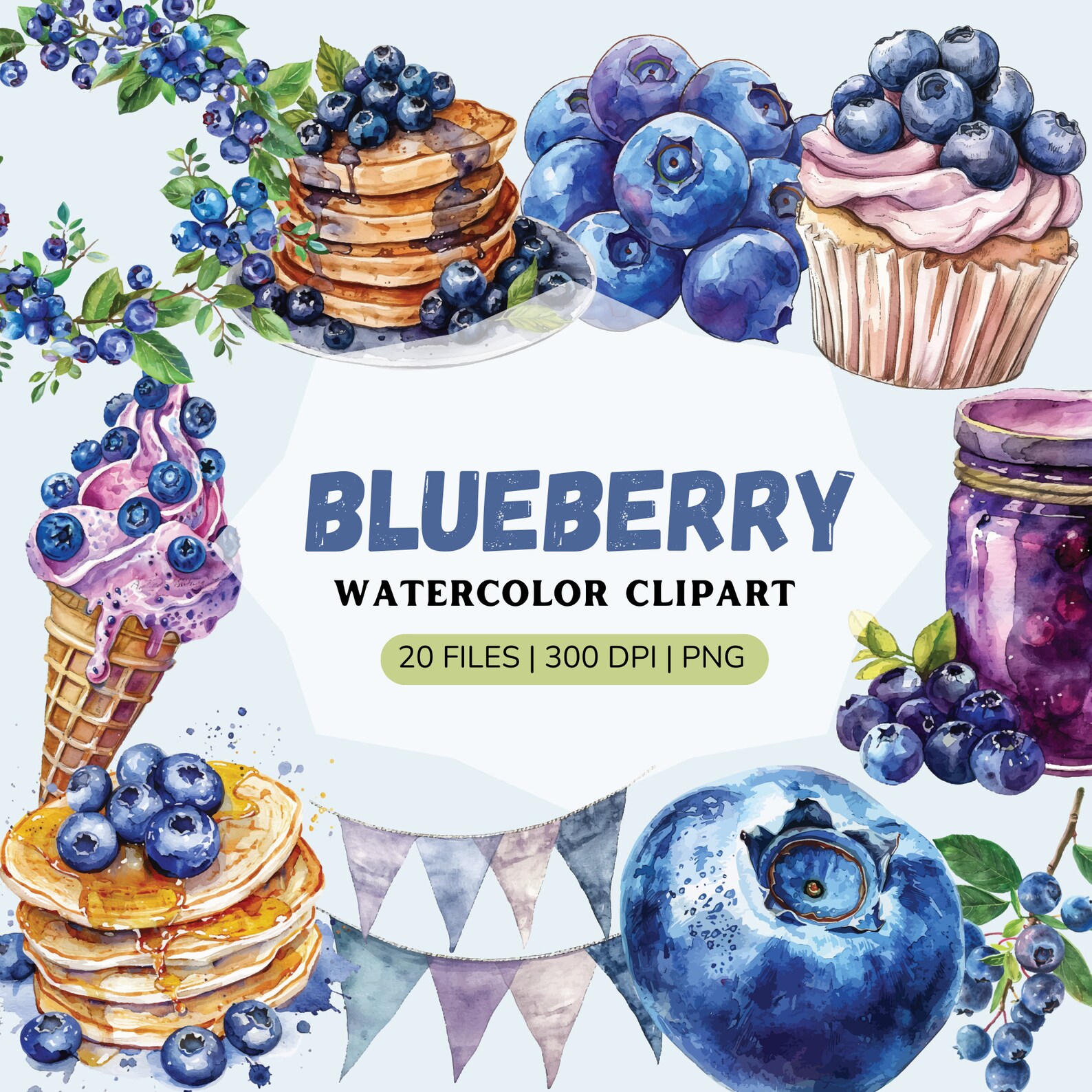 Clipart Blueberry Watercolor Png | Blueberries | Digital Png ...