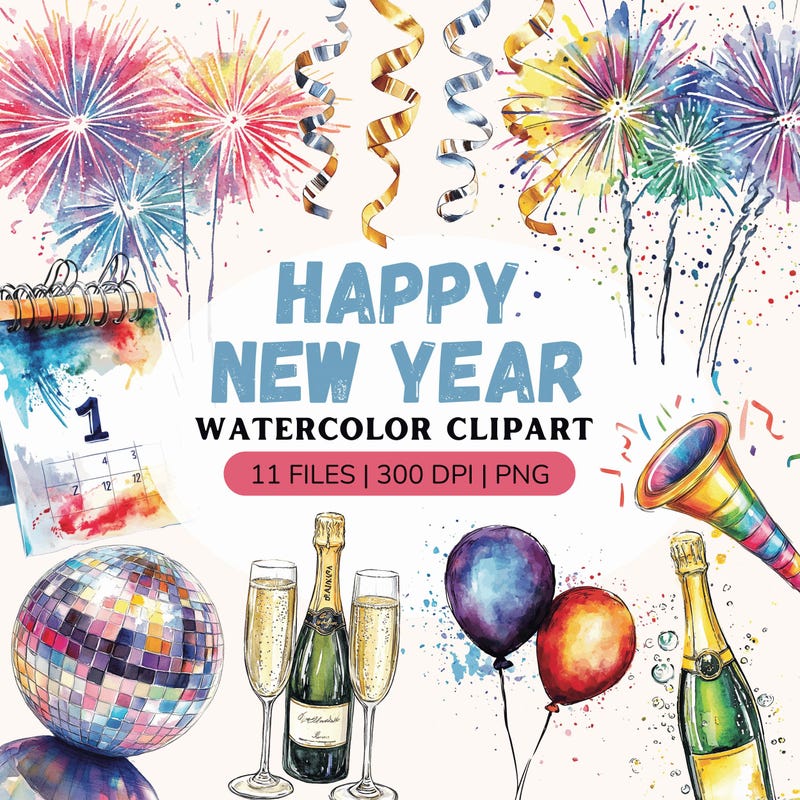 New Year Clip Art - Etsy