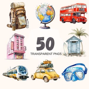 Watercolor Travel Clipart, Travel Png Camera Clipart, Camera Clipart ...