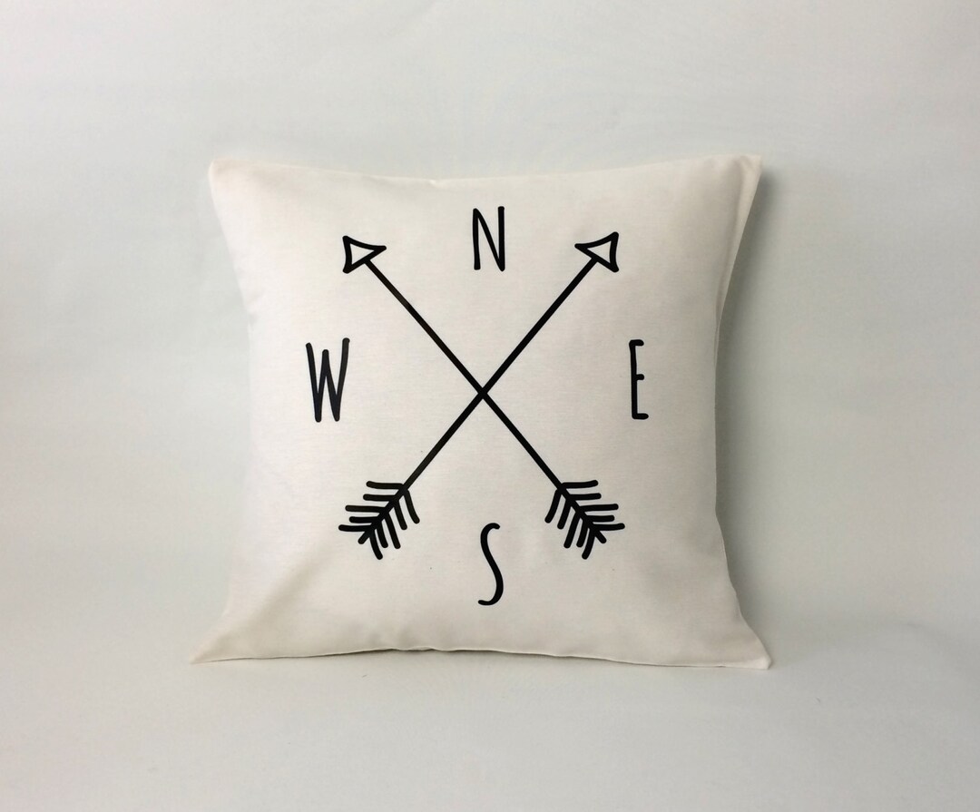Compass Pillow Cover, Arrow Pillow, Farmhouse Style Pillow, Rustic ...