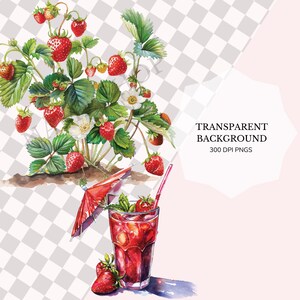 Strawberry Watercolor Clip Art Bundle - Cliparts, Strawberry Images ...