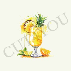 Pineapple Watercolor Clipart Png - Clip Art - Digital Png Tropical ...