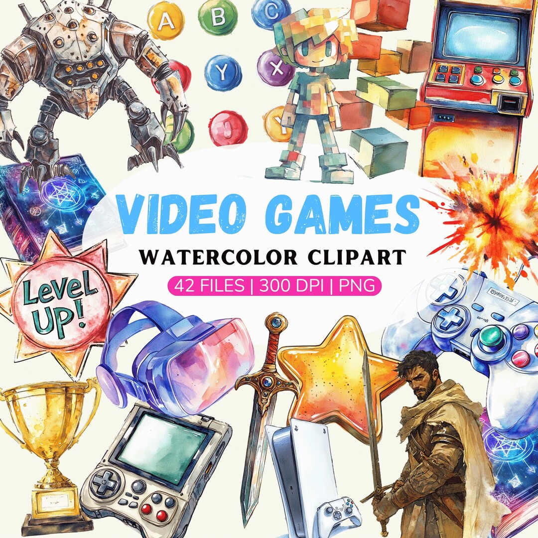 Watercolor Video Games Png, Arcade Game Clipart, Computer Clipart ...