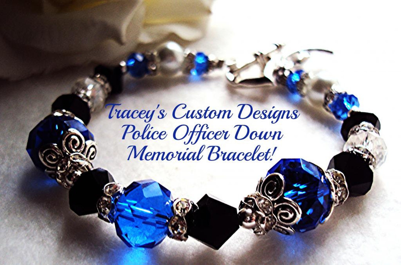 Stunning FALLEN POLICE OFFICER Memorial Bracelet Custom Made - Etsy