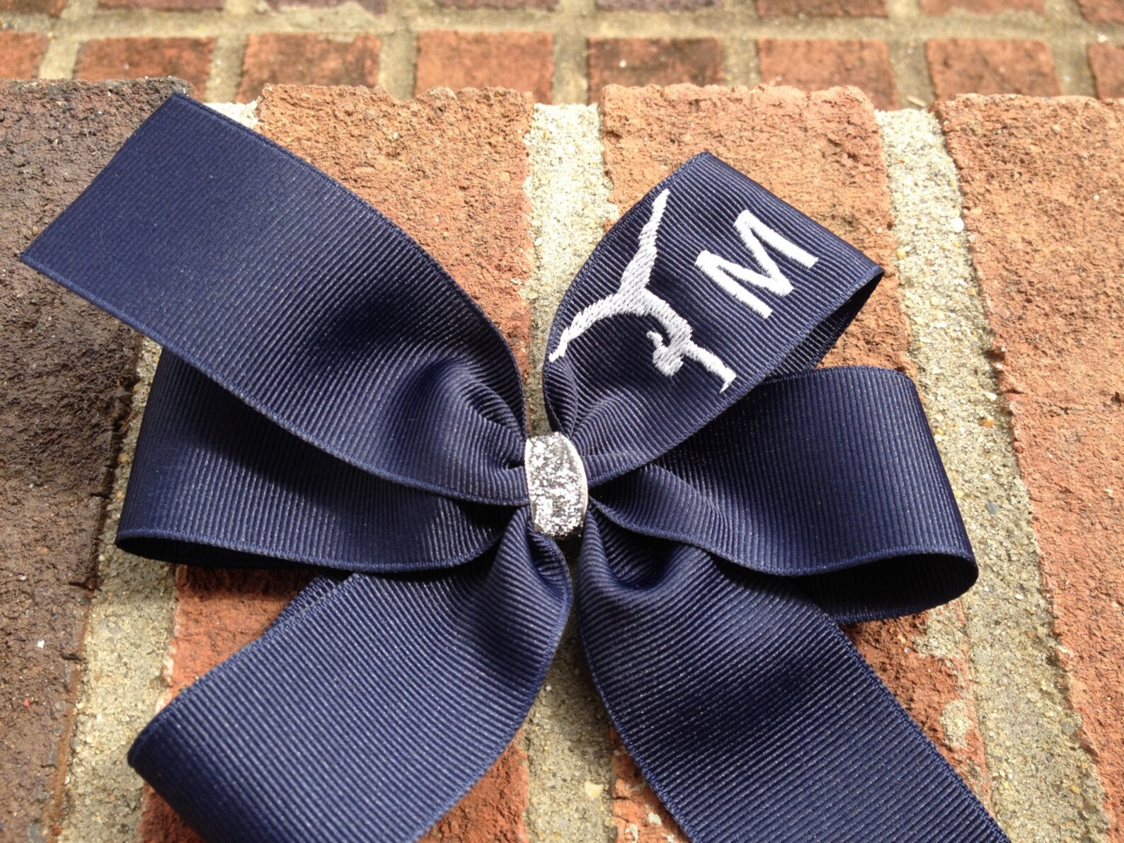 Monogrammed Embroidered Gymnastics Hair Bow/dance Hair Bow/gymnastics ...