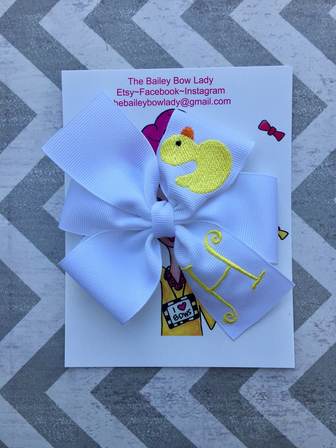 Monogrammed Rubber Ducky Hair Bow/rubber Duck/rubber Duck Bow/rubber ...