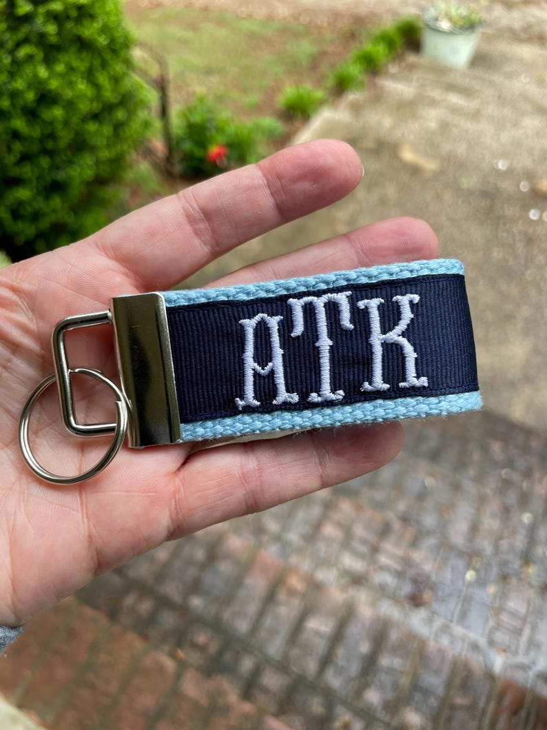Mini Monogramed Key Fob/embroidered Key Fob/custom Key Fob/fishtail ...