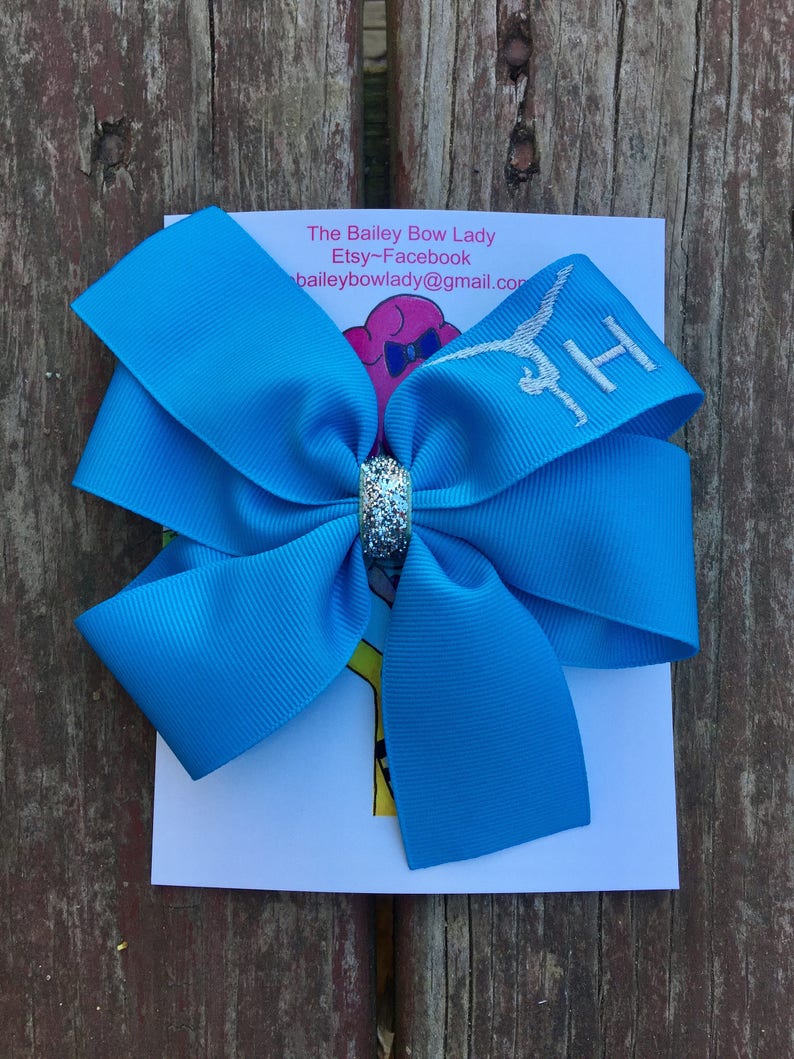 Monogrammed Embroidered Gymnastics Hair Bow/dance Hair Bow/gymnastics ...