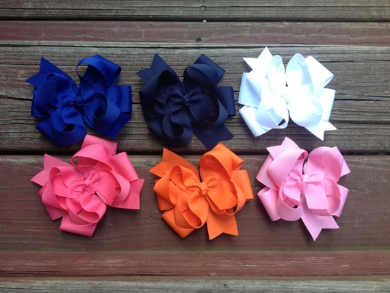 Two layer Hair Bow-You Choose Color/Stacked Hair Bow/Boutique | Etsy