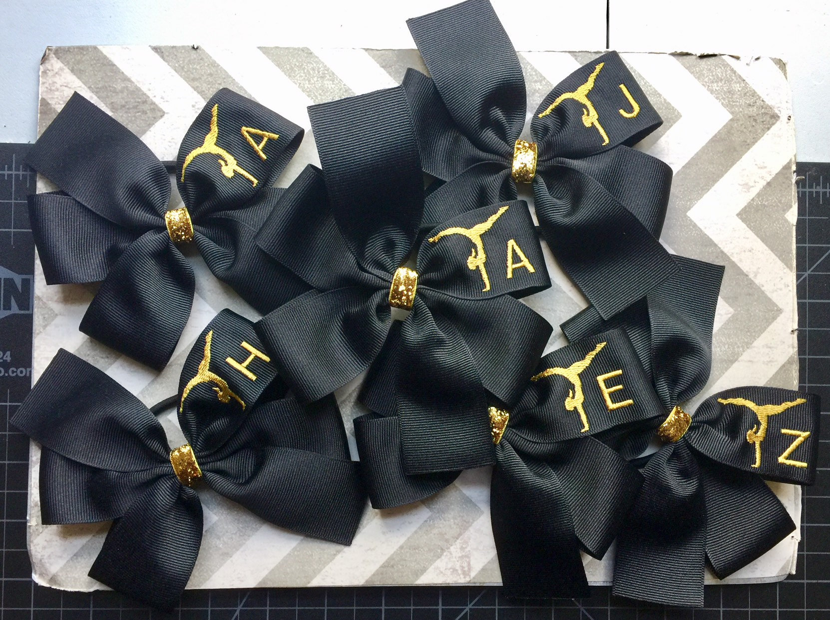 Monogrammed Embroidered Gymnastics Hair Bow/dance Hair Bow/gymnastics ...