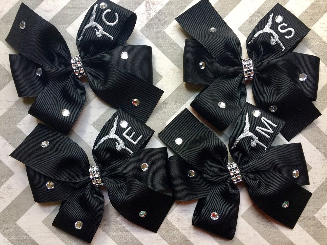 Monogrammed Embroidered Gymnastics Hair Bow/dance Hair Bow/gymnastics ...