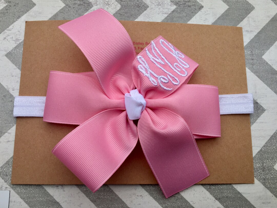 Classic Monogrammed Hair Bow Headband-you Choose Colors/monogrammed ...