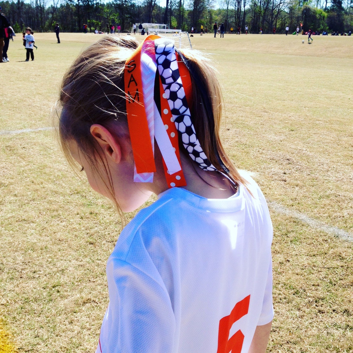 Personalized Embroidered Soccer Ponytail Streamer/Soccer Hair | Etsy
