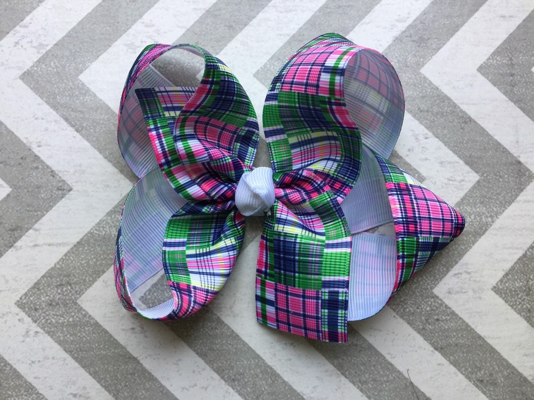 CLEARANCE Madras Plaid Boutique Hair Bow/plaid Hair Bow/hair Bow/plaid ...