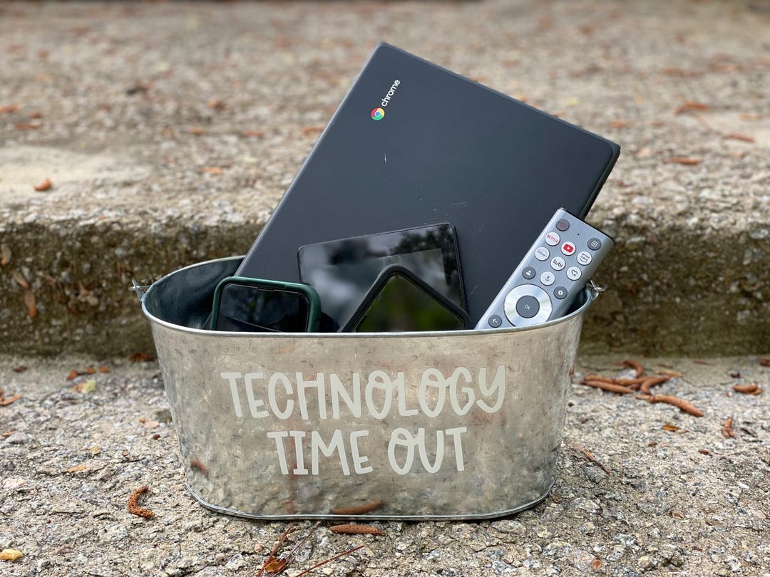 Technology Time Out Metal Bin/unplug/device Holder/cell Phone Holder ...