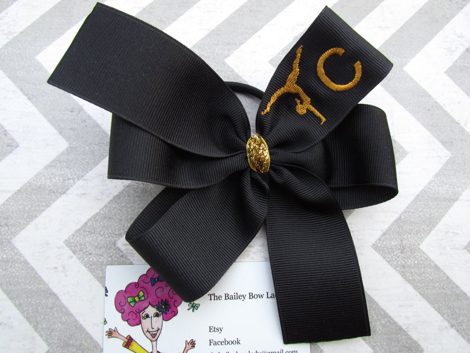 Monogrammed Embroidered Gymnastics Hair Bow/dance Hair Bow/gymnastics ...