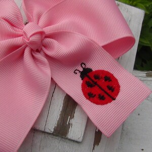 Monogrammed Embroidered Ladybug Pinwheel Style Hair Bow/ladybug Hair ...