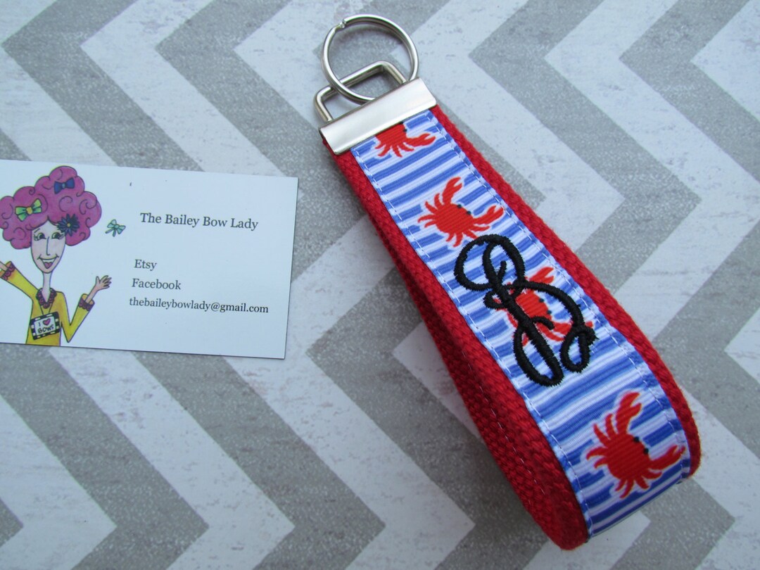 Monogrammed Crab Key Fob/crab Keychain/crab/crab Gift/monogrammed ...