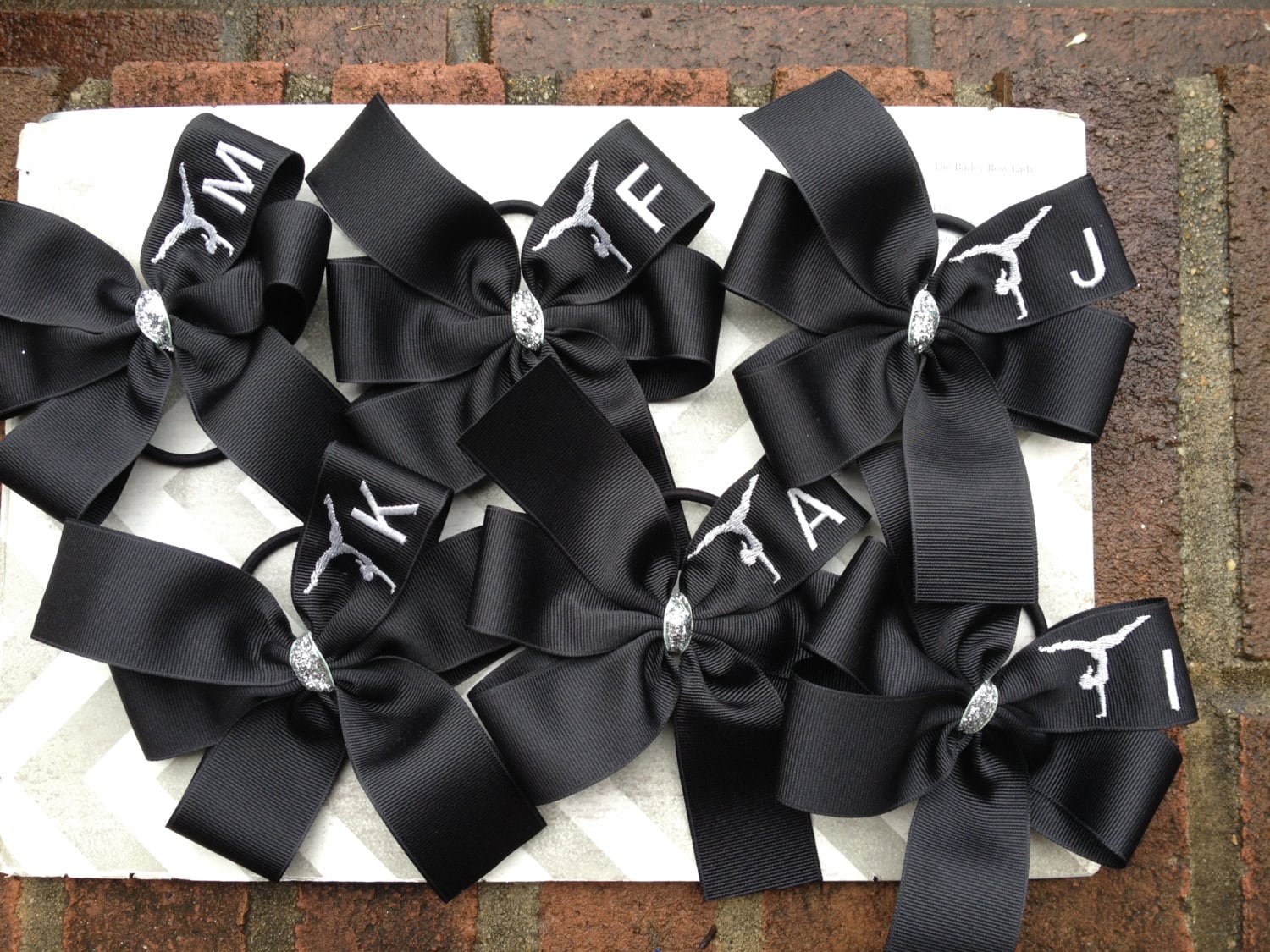 Monogrammed Embroidered Gymnastics Hair Bow/dance Hair Bow/gymnastics ...
