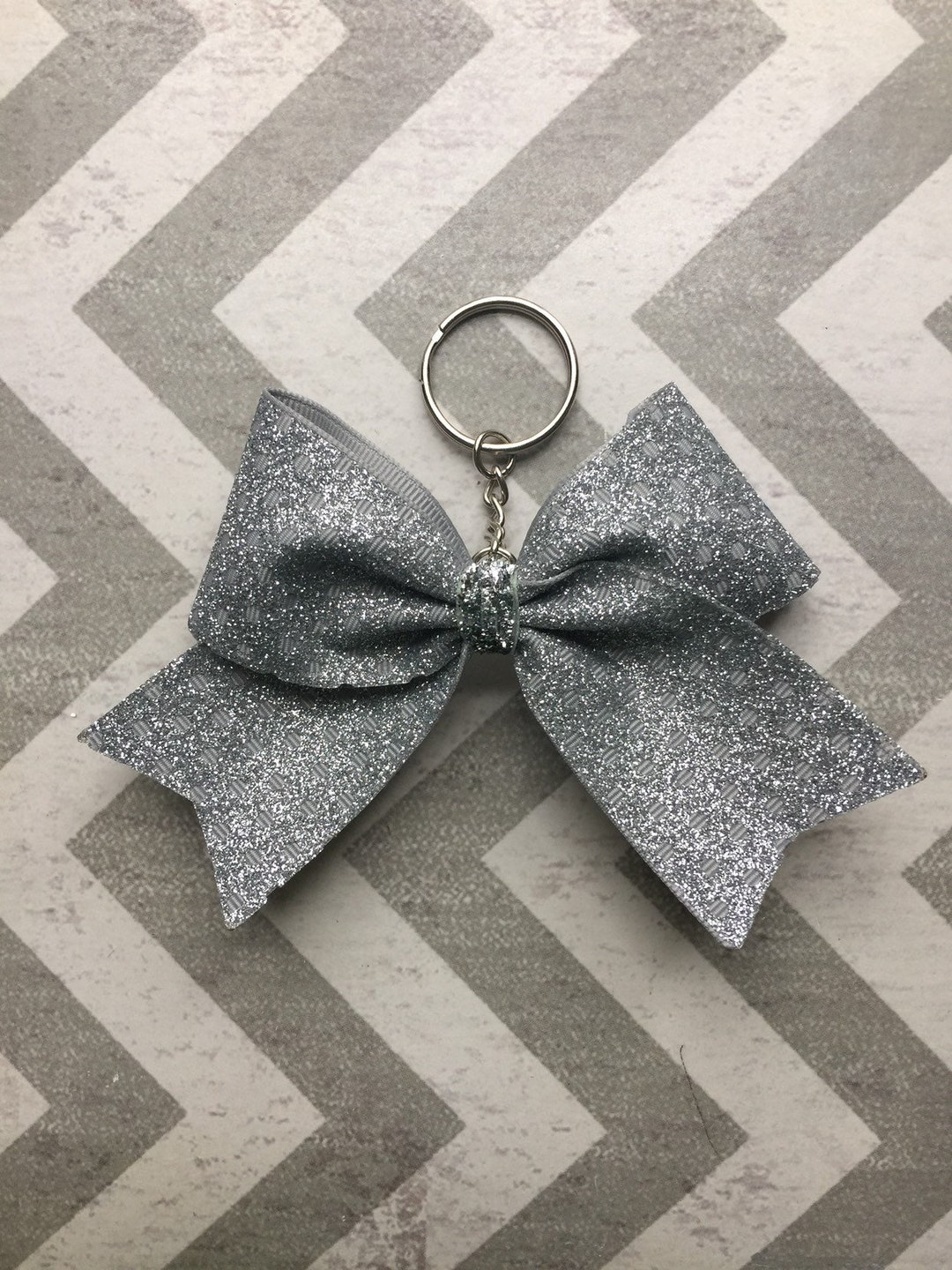 Silver Glitter Mini Cheer Bow Keychain/cheer Keychain/cheer Bow ...
