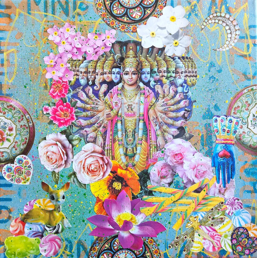 Mixed Media Collage: Spiritual Art Shrine - Hindu Mythology - Etsy
