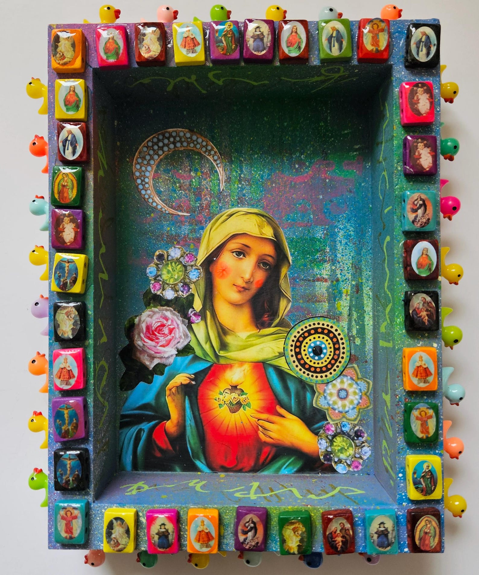 Our Lady of Spring Virgin Mary Icon Catholic Orthodox Kitsch Colourful ...