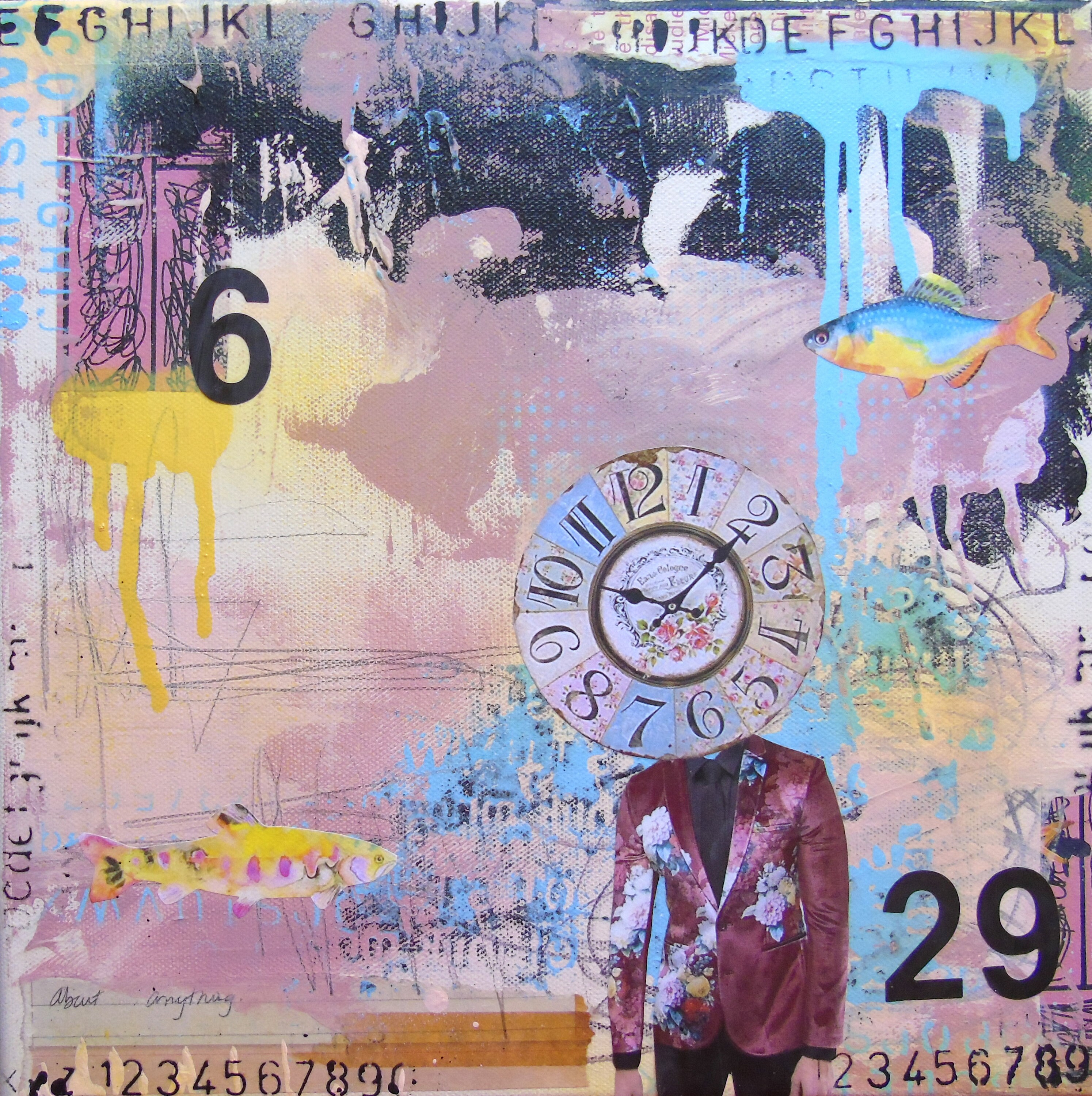 Time Will Tell Original Art Collage Time Clock Colourful - Etsy