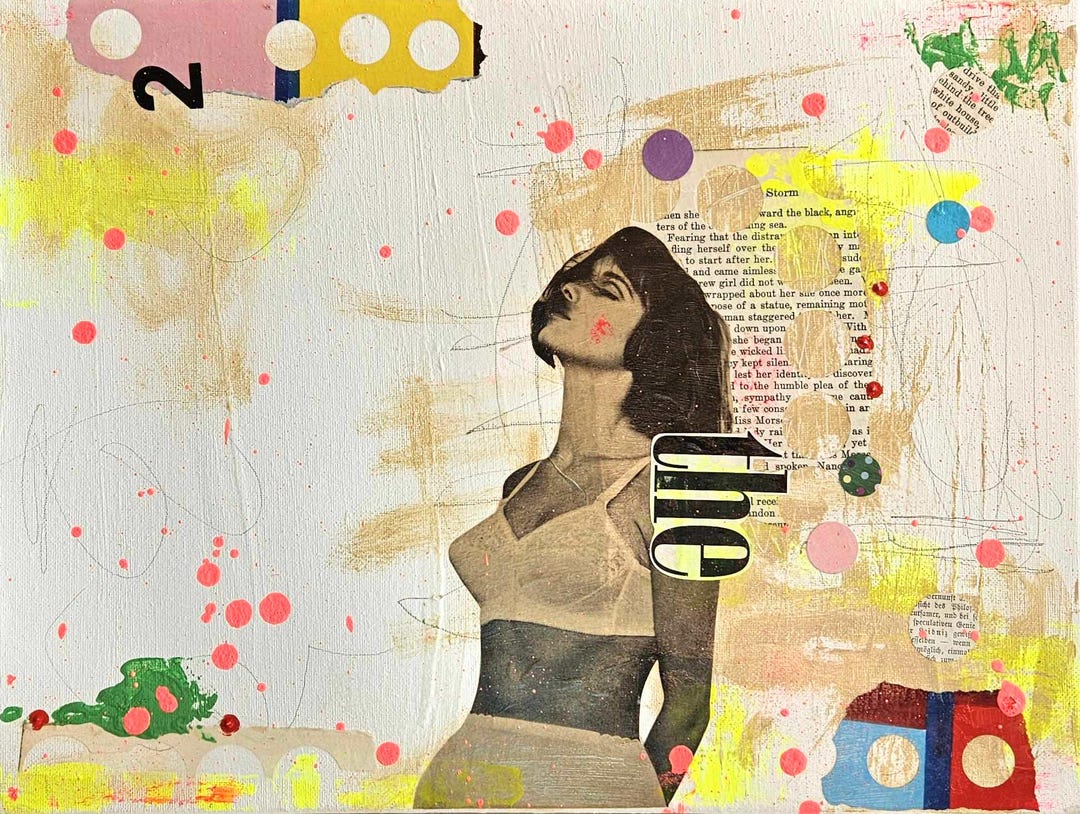 The Dream Bra- Original Collage Painting Retro Vintage Ad Mixed Media ...