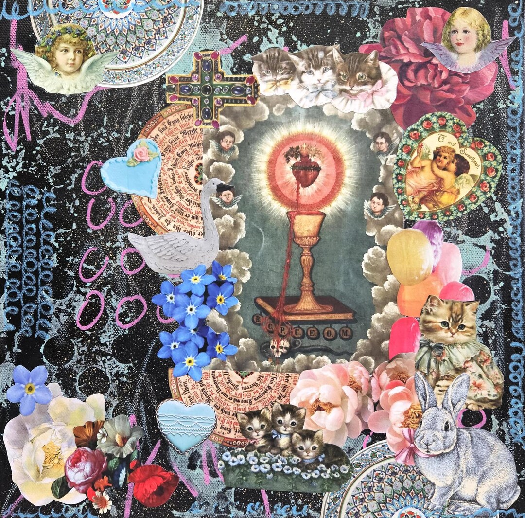 Ace of Cups Shrine Art Symbolism Collage Mixed Media Painting Canvas ...