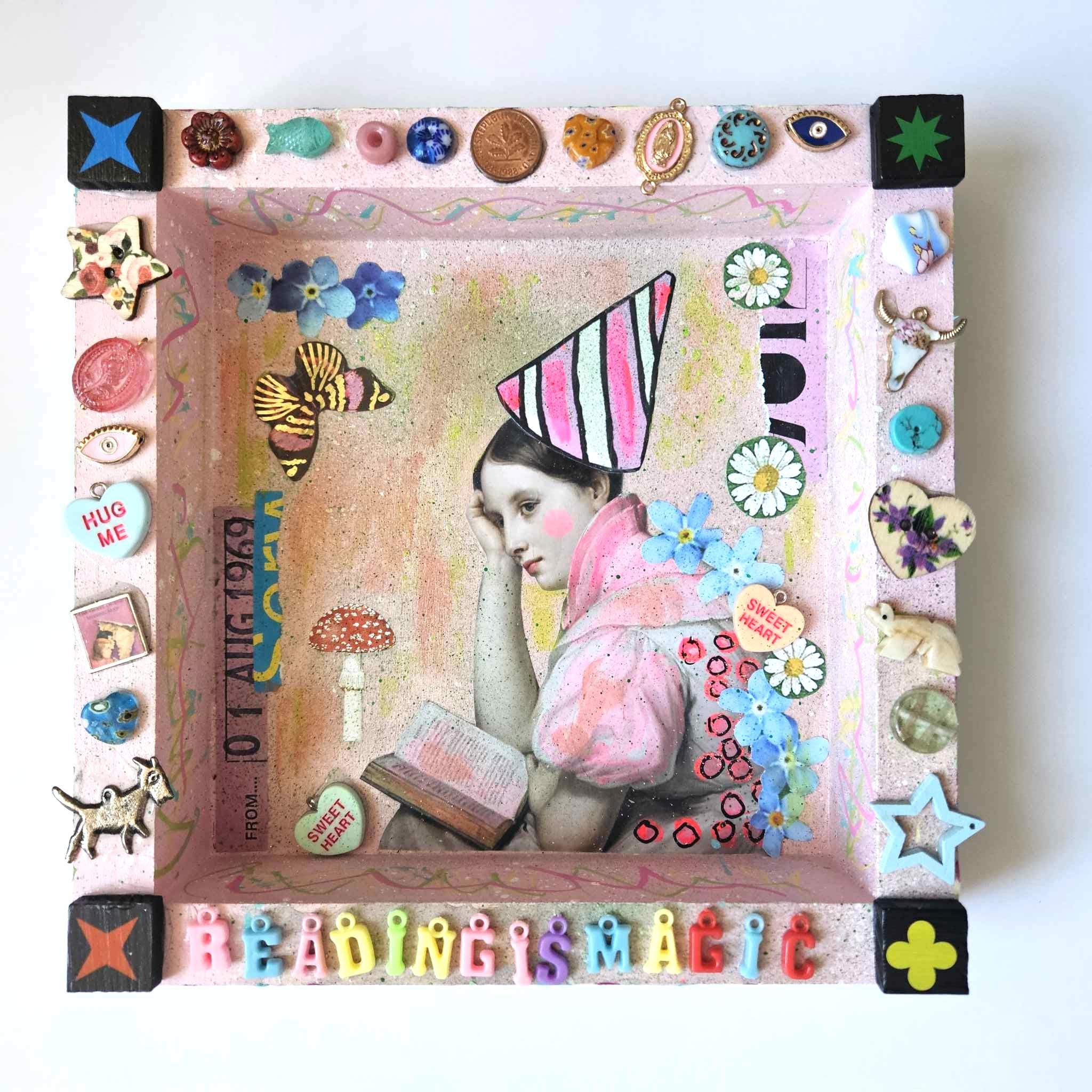 Reading is Magic Assemblage Shadow Box Art Collage Painting Shrine ...
