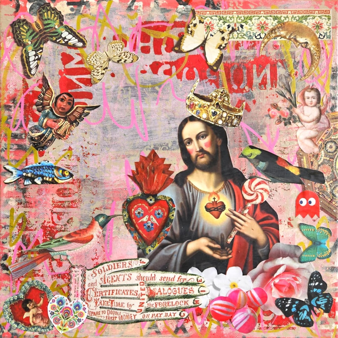 Jesus Christ Shrine Art: Kitsch Catholic Collage Painting - Etsy