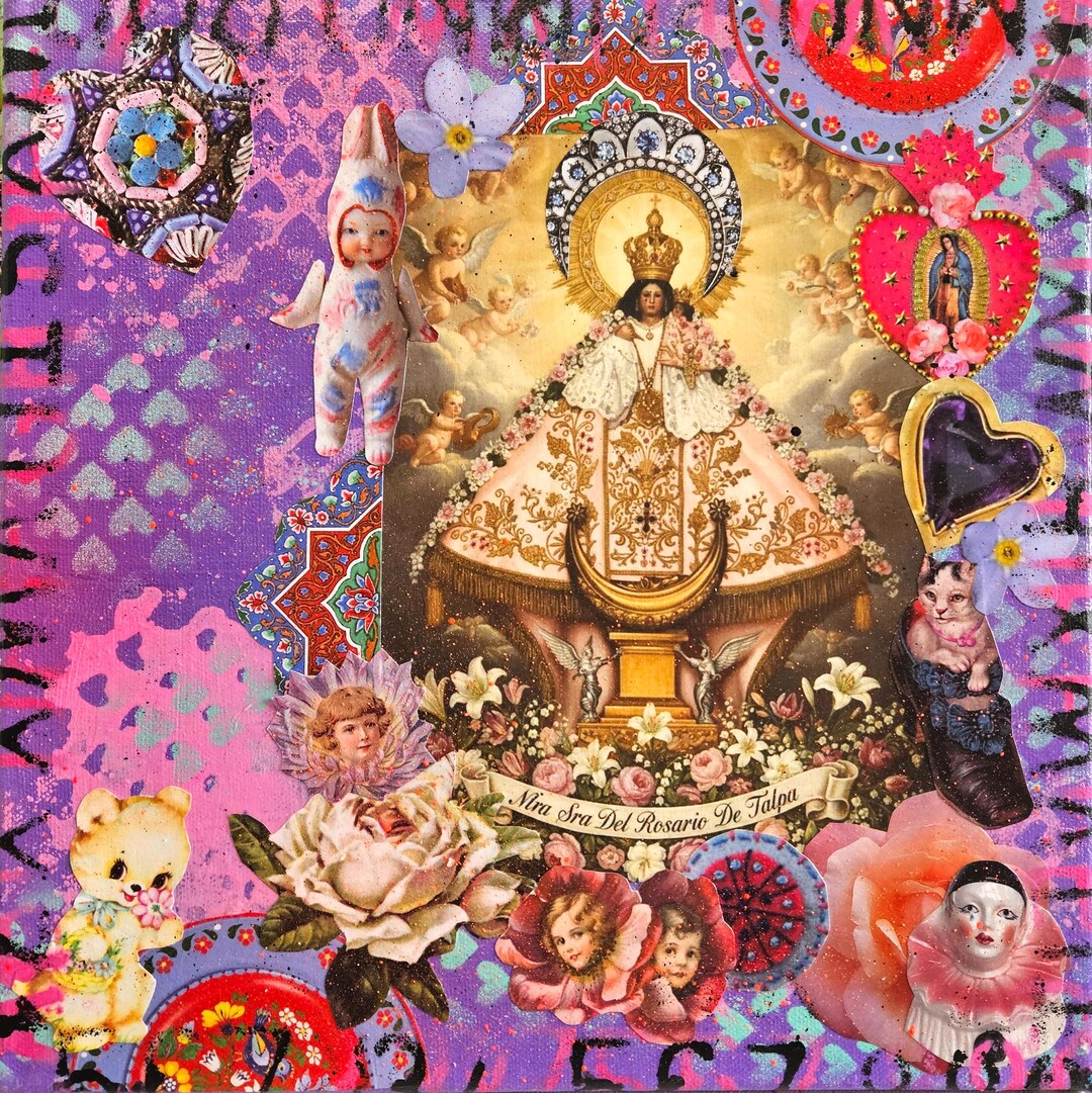 Heaven in Purple Original Collage Shrine Painting Mixed Media Wall Art ...