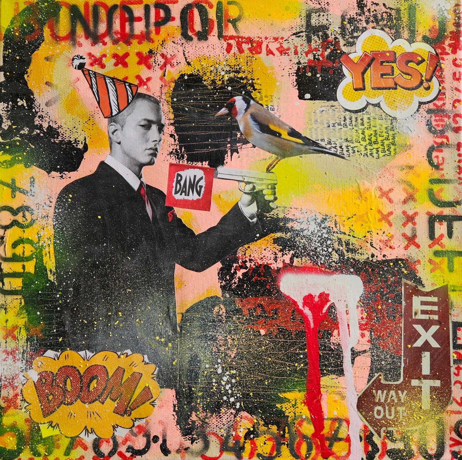 Boom Eminem Original Art Collage Painting Mixed Media Canvas Wall Art ...