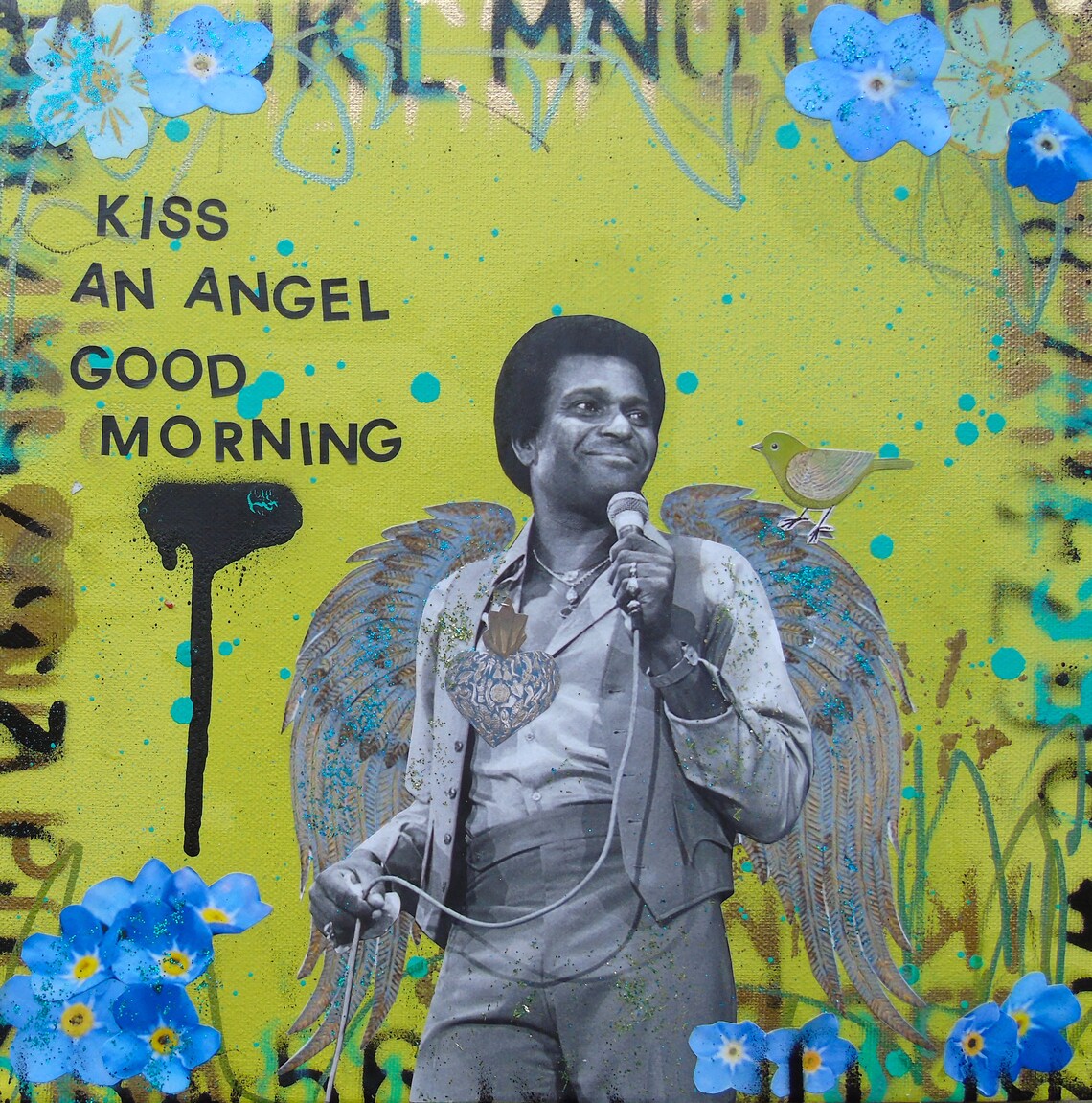 Kiss an Angel Good Morning Charley Pride Collage Original Art Painting ...