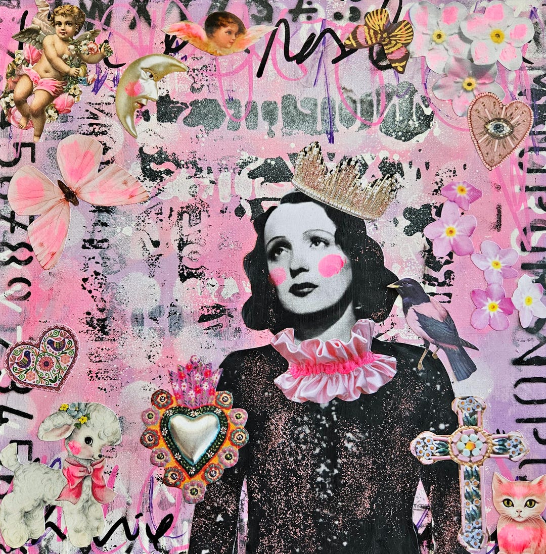 La Vie En Rose Edith Piaf Collage Shrine Painting Mixed Media Original ...