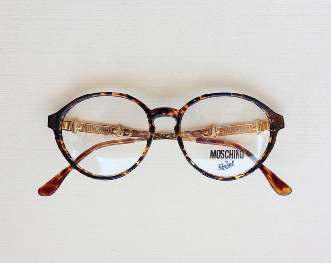 MOSCHINO by Persol Vintage Eyeglasses / 80s Gold Brown Tortoise Frame ...