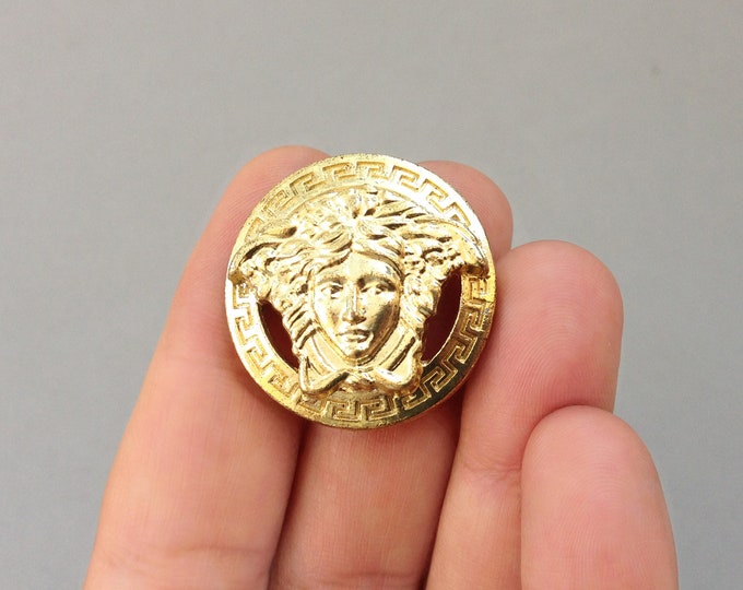 1 GIANNI VERSACE Button Size 23 Mm 0.9 / Vintage 90s Designer Golden ...