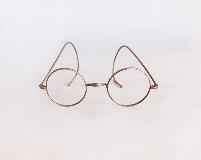 Antique Round Eyeglasses Early 1900's / Deadstock Silver Frames / Ear ...