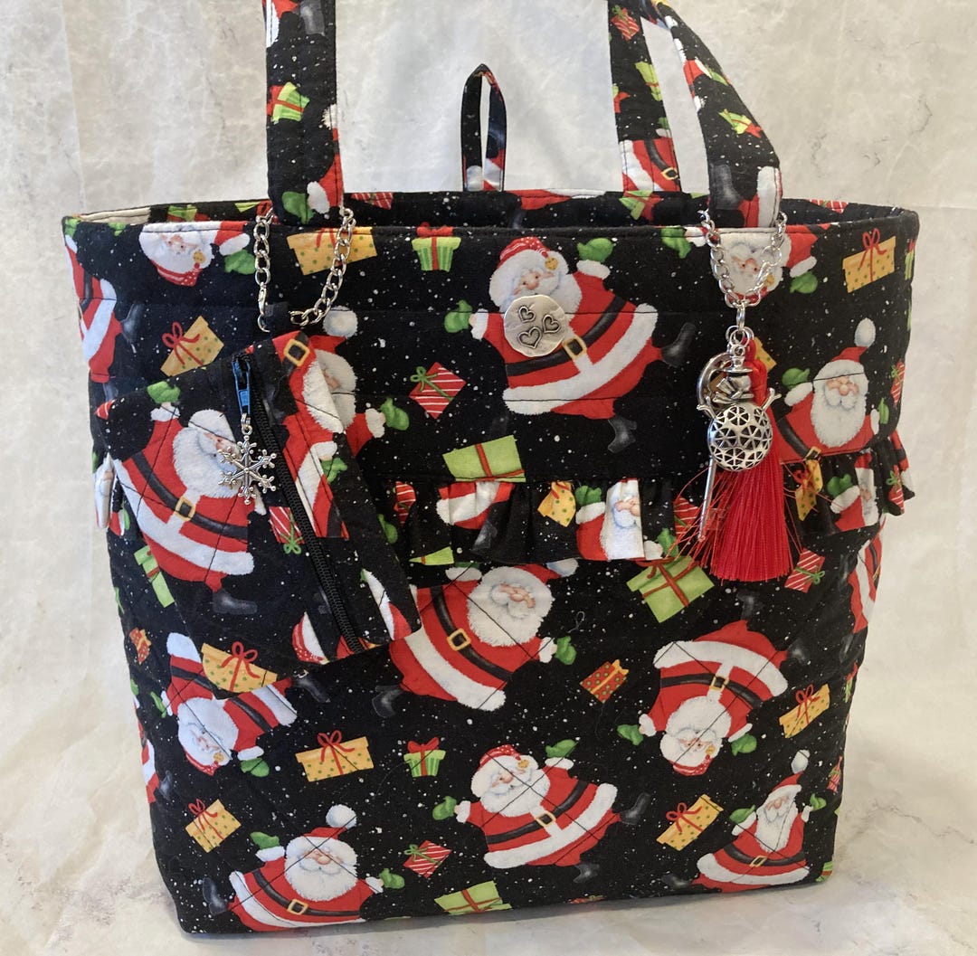 TOTE BAG...CHRISTMAS Santa Claus, Plus Coin Purse and Tissue Holder. - Etsy