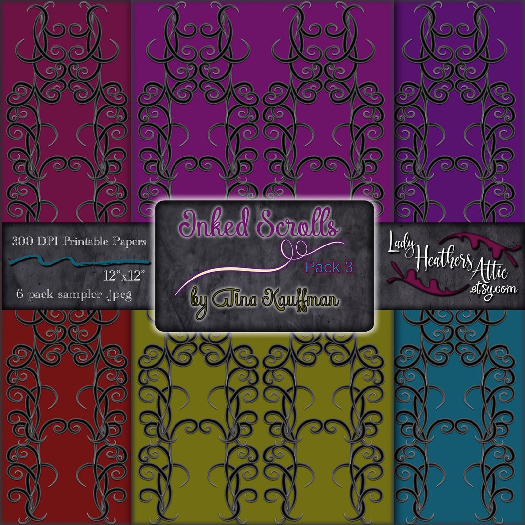 India Scroll Digital Paper Sampler 2, Printable Scrapbook Paper ...