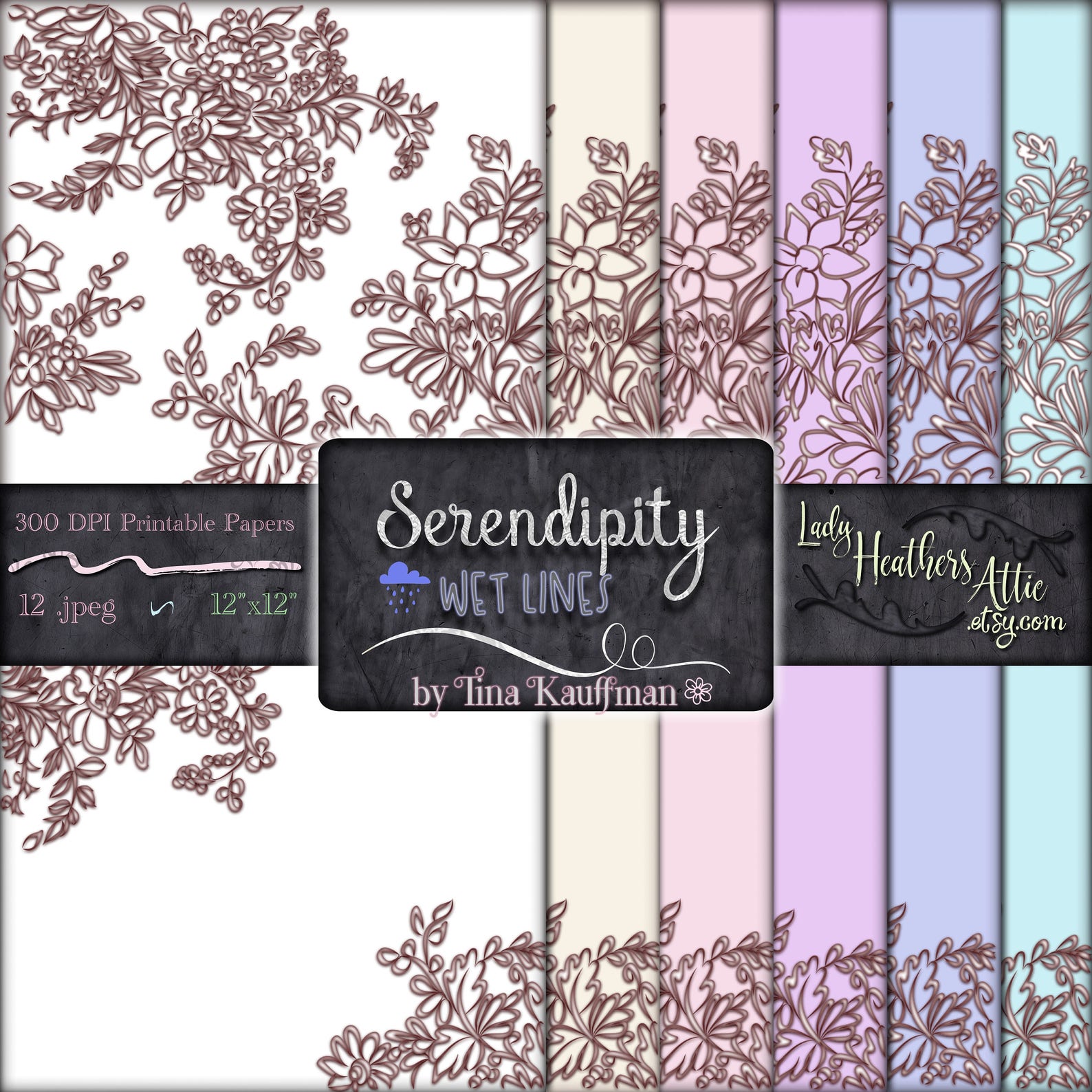 Elegant Scroll Work Scrapbook Paper Digital Scrapbook 12x12 Printable ...