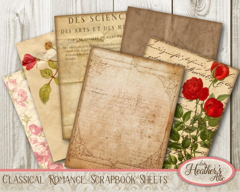 Digital Scrapbook Paper Vintage Classic Romance Printable - Etsy