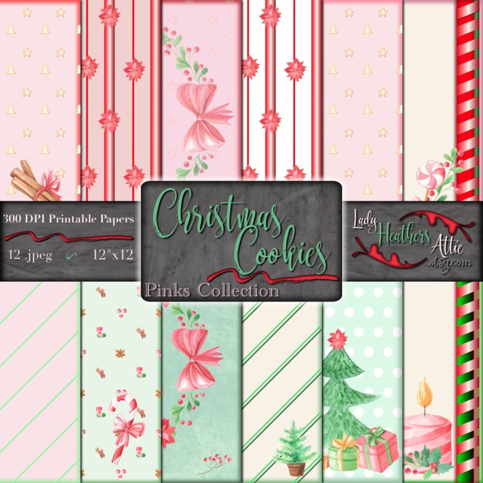 Cozy Christmas Cookies Digital Paper, Printable Scrapbook Paper ...