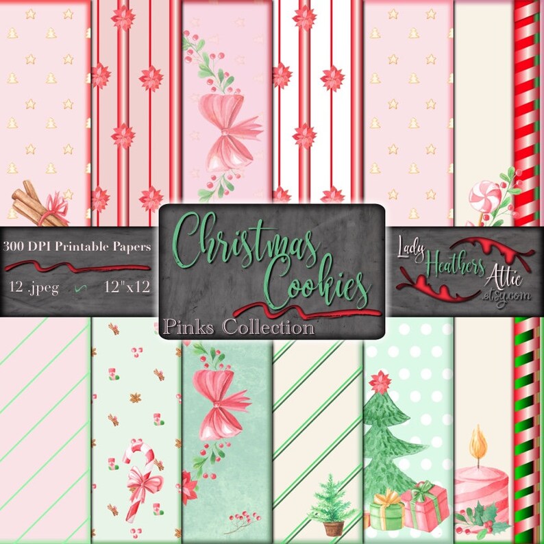 Cozy Christmas Cookies Digital Paper, Printable Scrapbook Paper ...