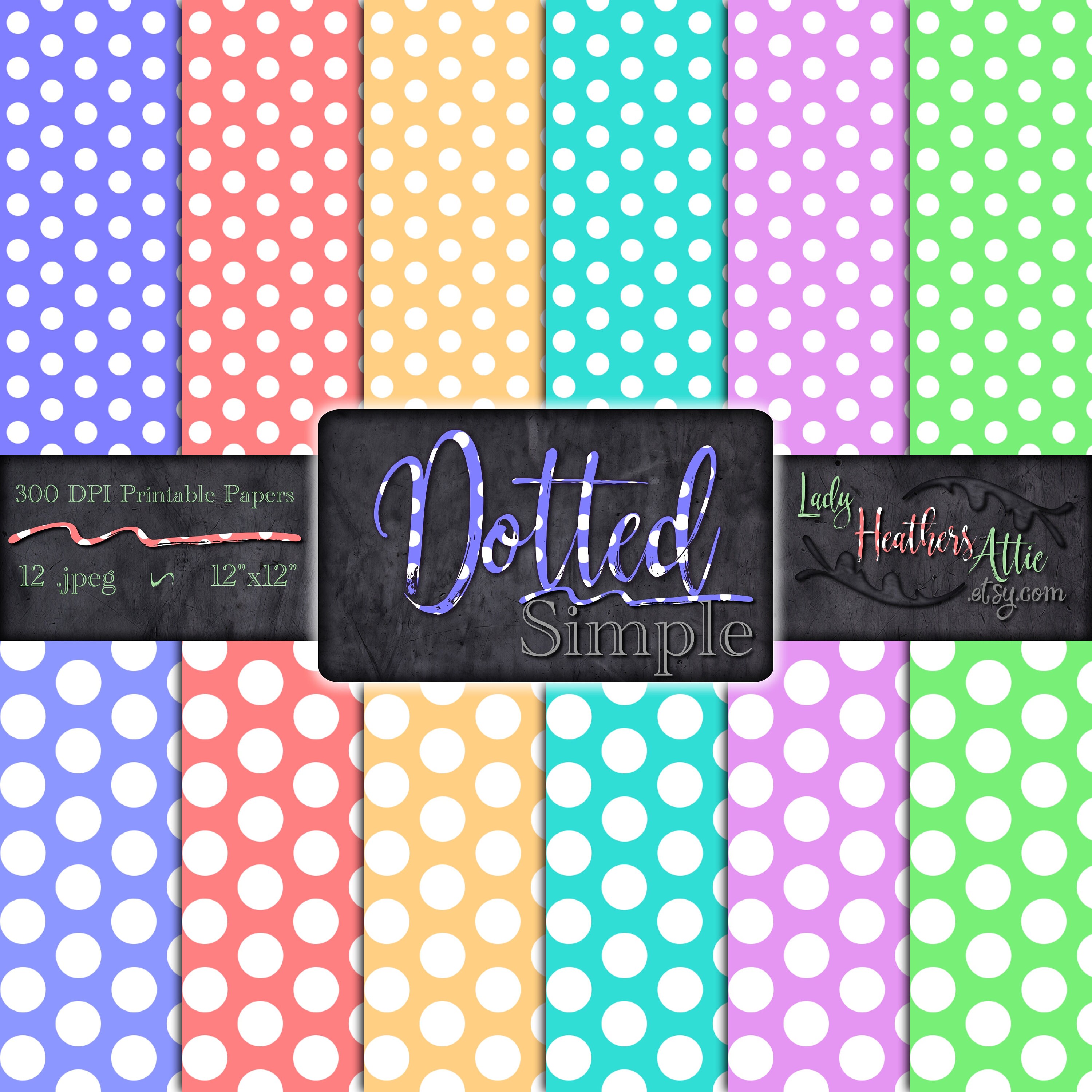 Simplemente Brights Polka Dotted Digital Paper, Papel Scrapbook ...